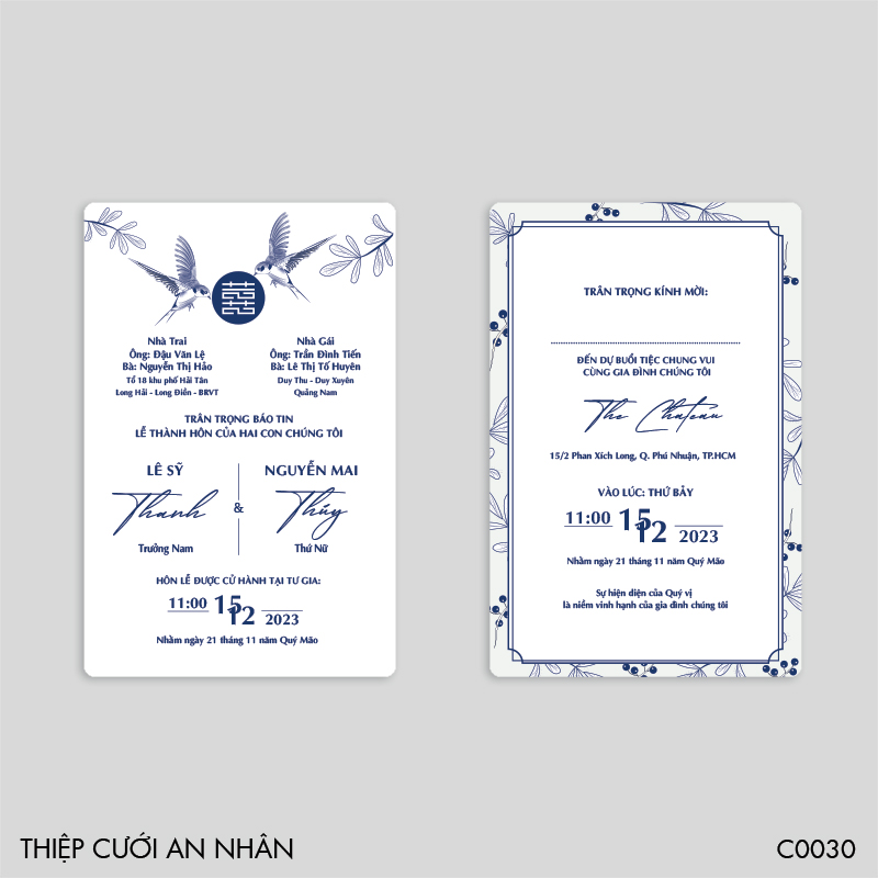 Thiệp cưới đơn giản - mẫu C0030